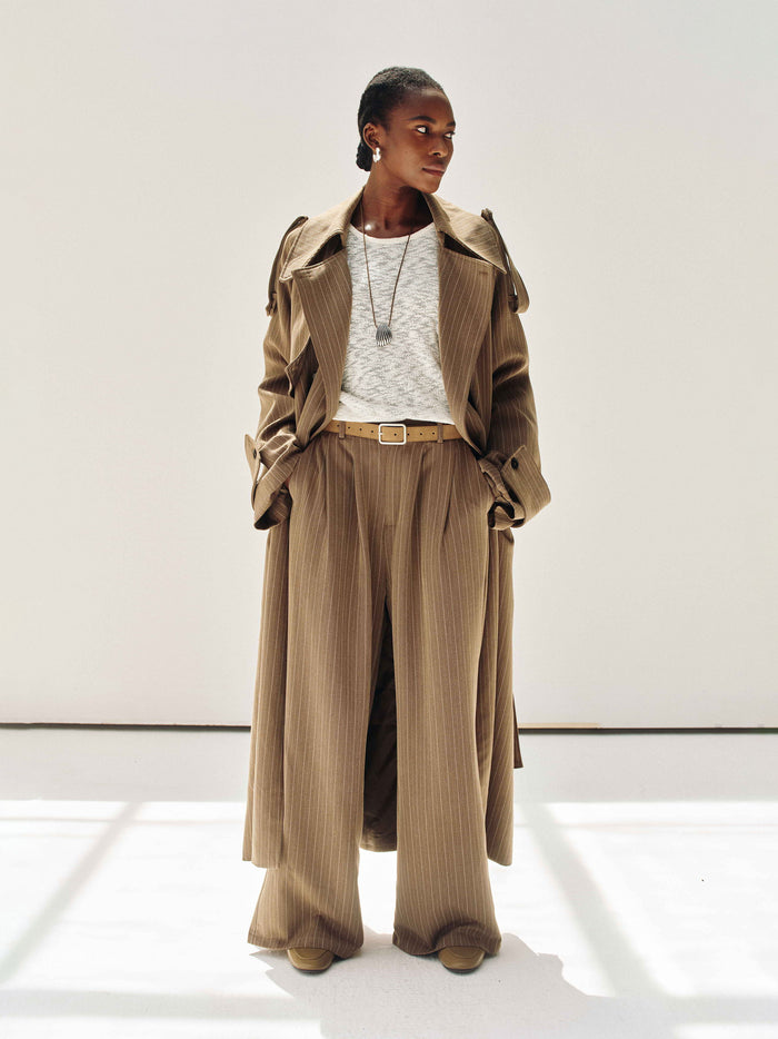 Drift Pinstripe Trench Coat – hemi blurr