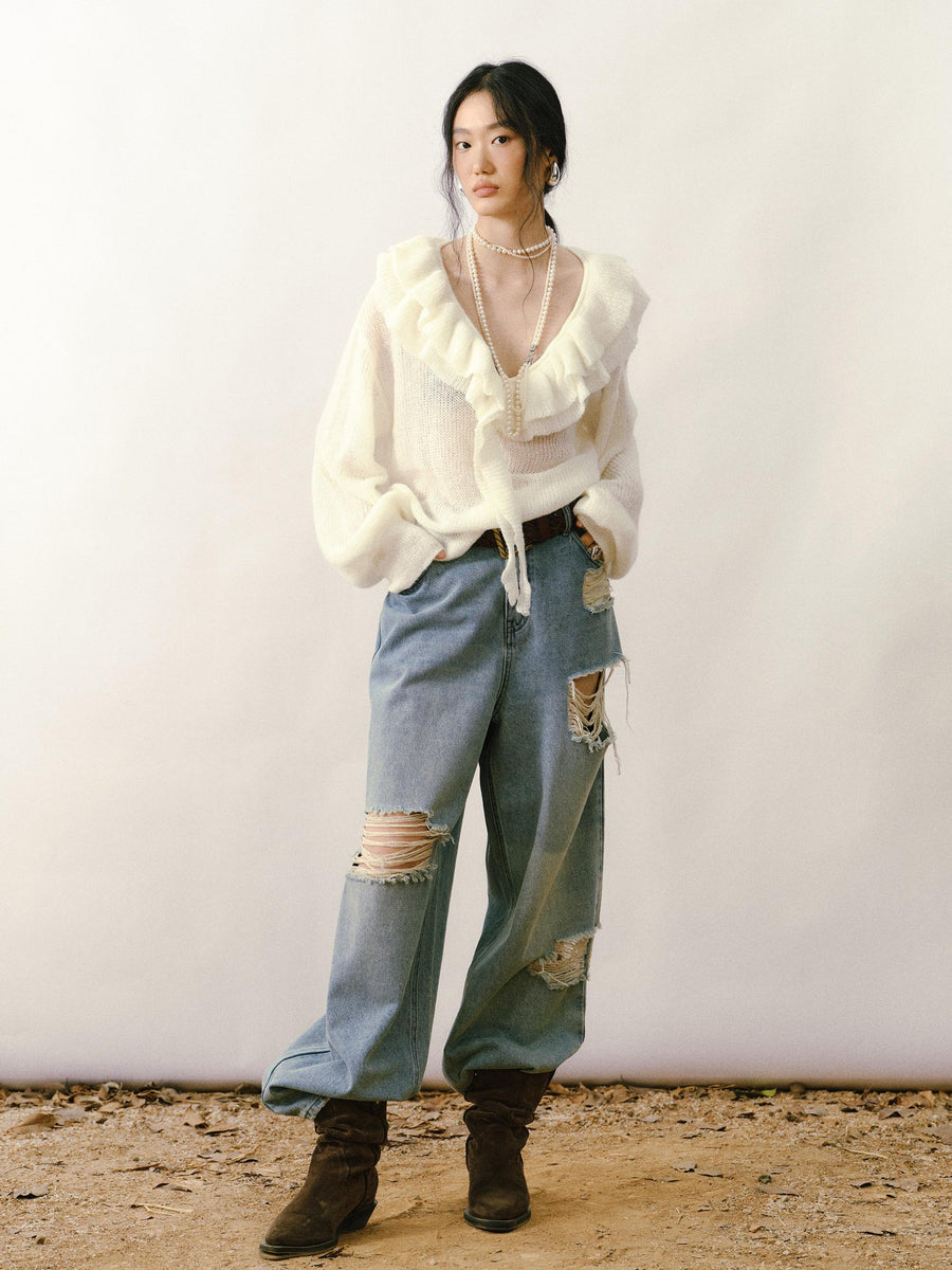 Aero Mohair V-Neck – hemi blurr